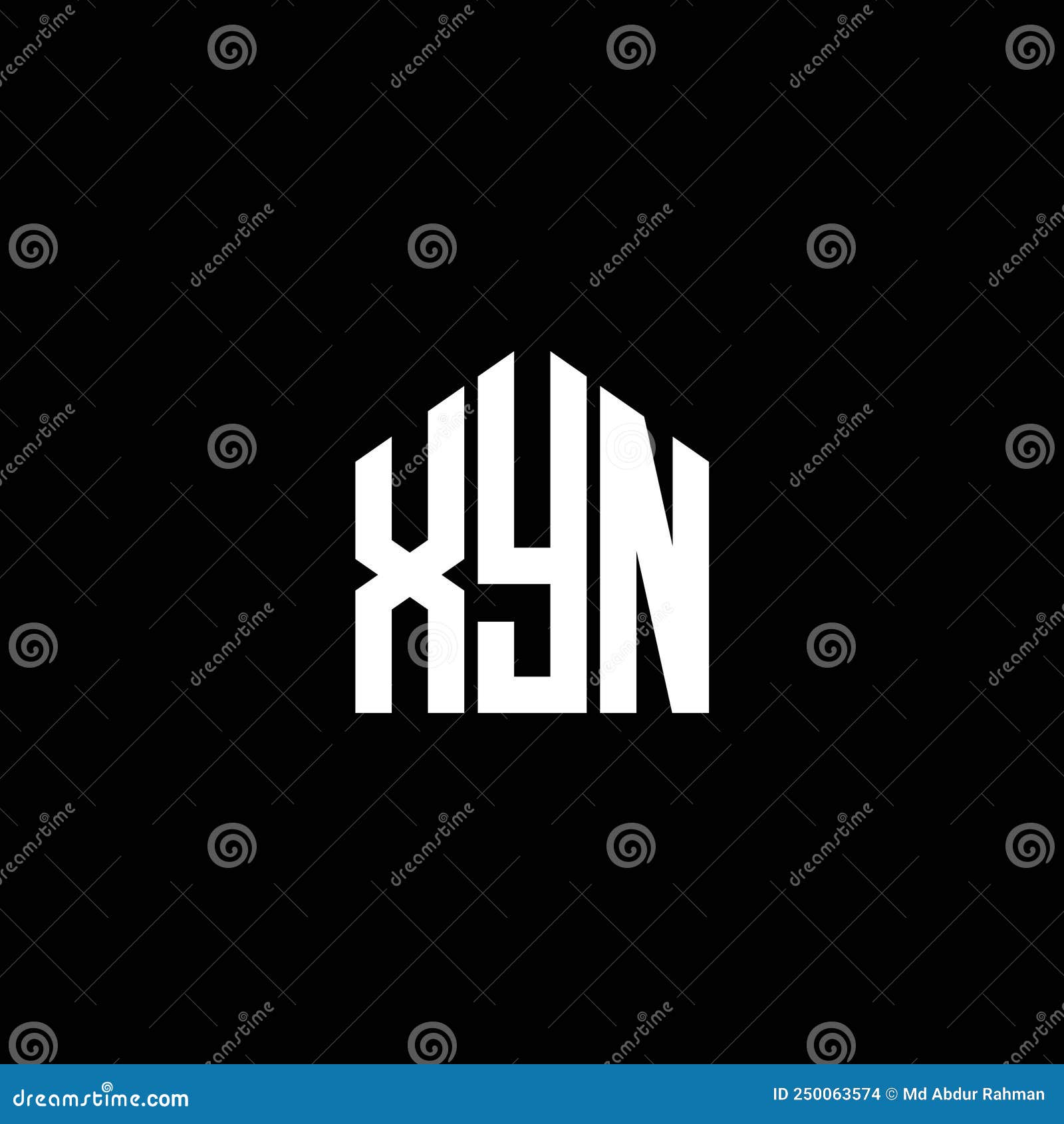 XYN Letter Logo Design on BLACK Background. XYN Creative Initials ...