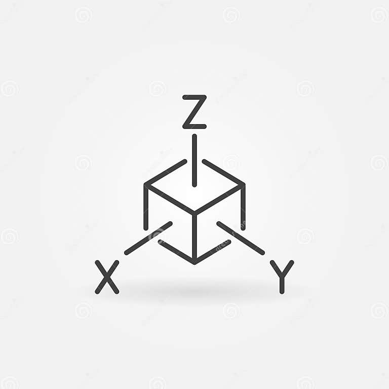 XYZ Axis Cube Vector Tridimensional Coordinate Spaces Line Icon Stock ...
