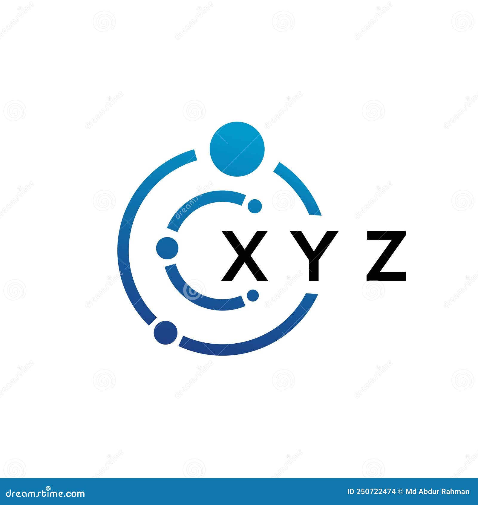 XYZ Letter Technology Logo Design on White Background. XYZ Creative ...