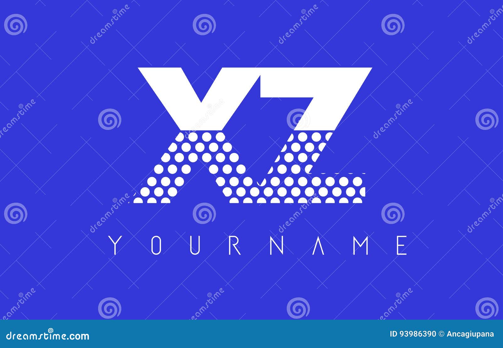 XZ X Z Dotted Letter Logo Design with Blue Background. Stock Vector ...
