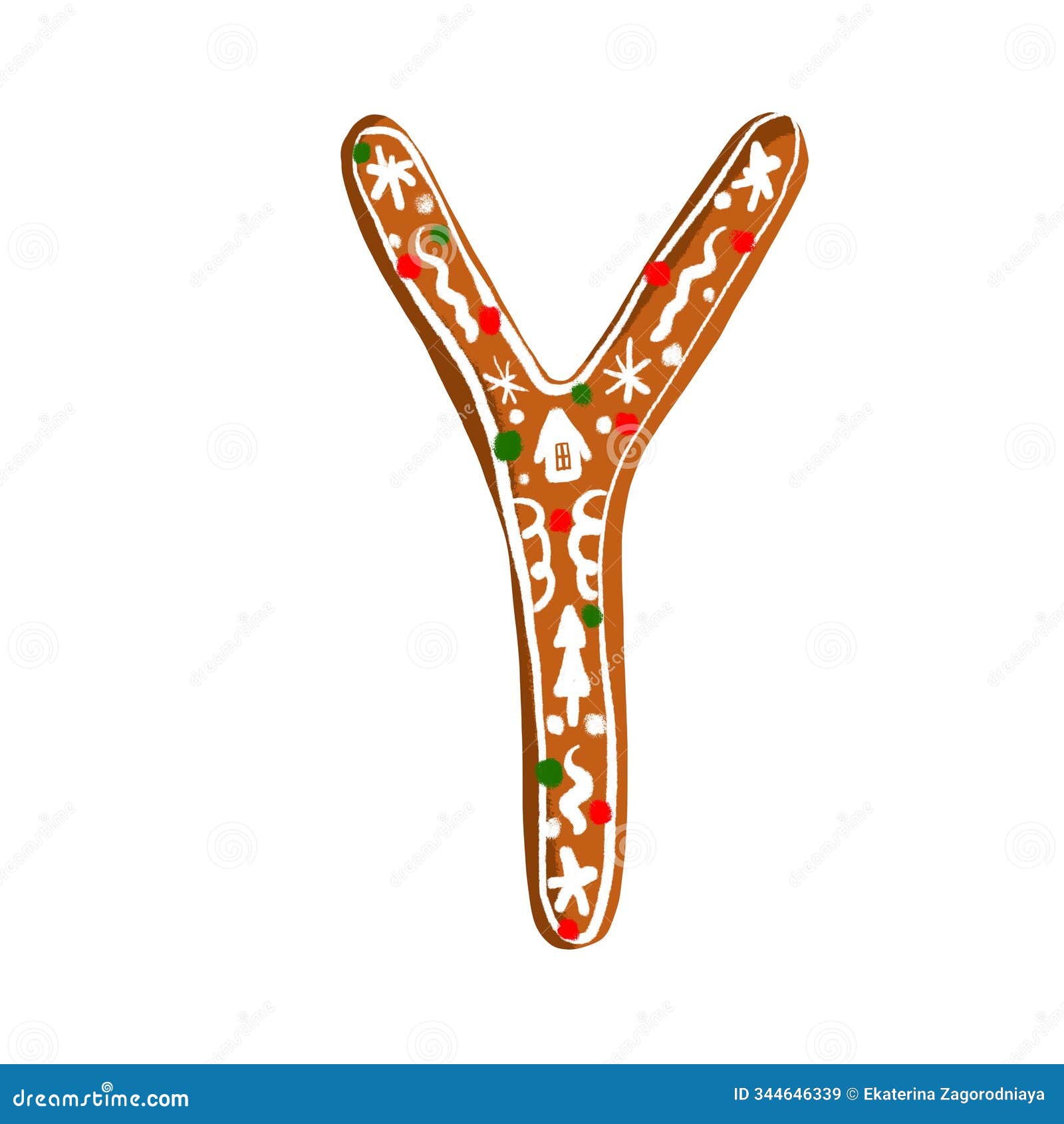 Gingerbread Letter Y with Icing Decoration Stock Illustration ...