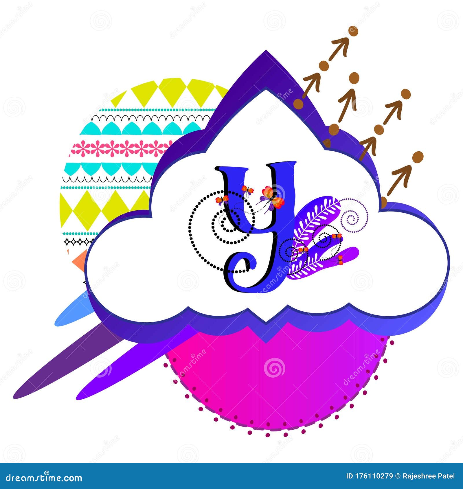 Y Alphabet. Letter Y Gradient Label. Vector Sticker Frame Using Shapes ...