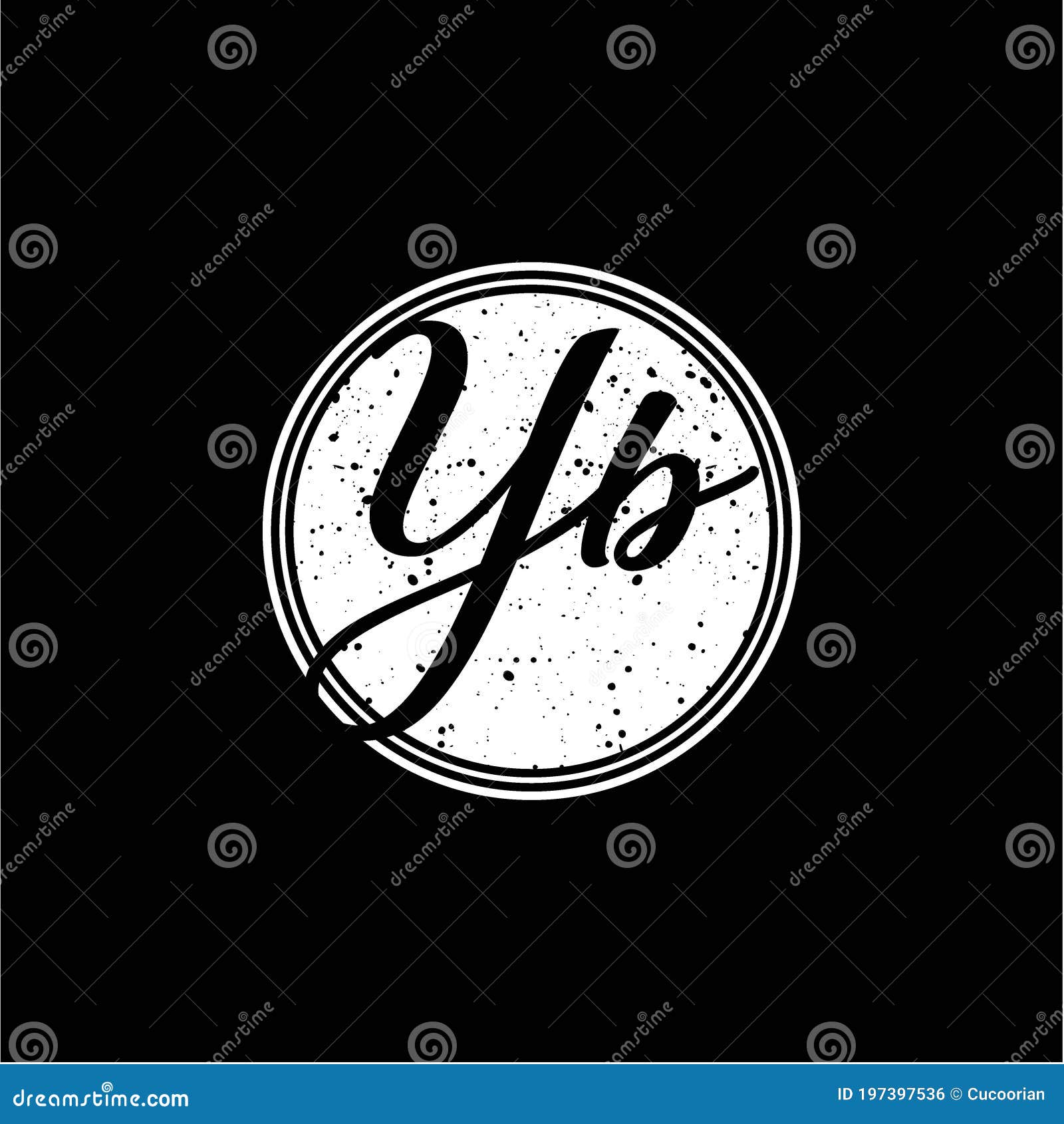 Y B Initial Handwriting in Black and White Circle Frame Design Stock ...