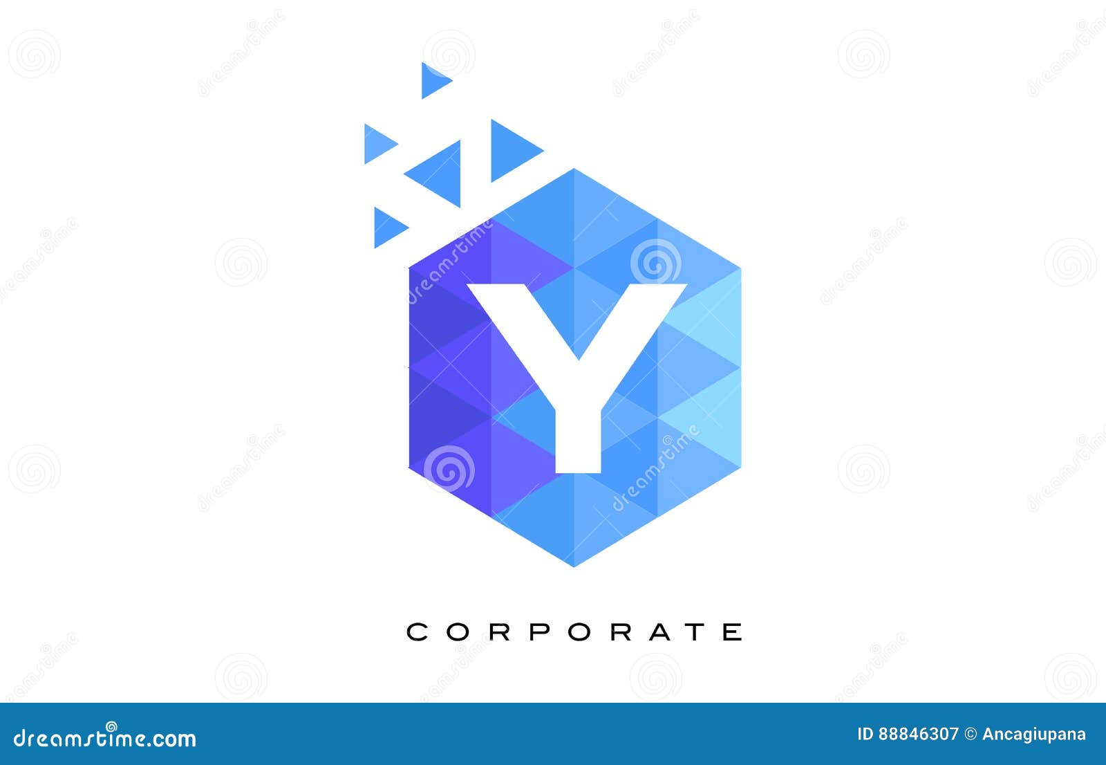 Y Blue Hexagonal Letter Logo Design with Mosaic Pattern. Stock Vector ...