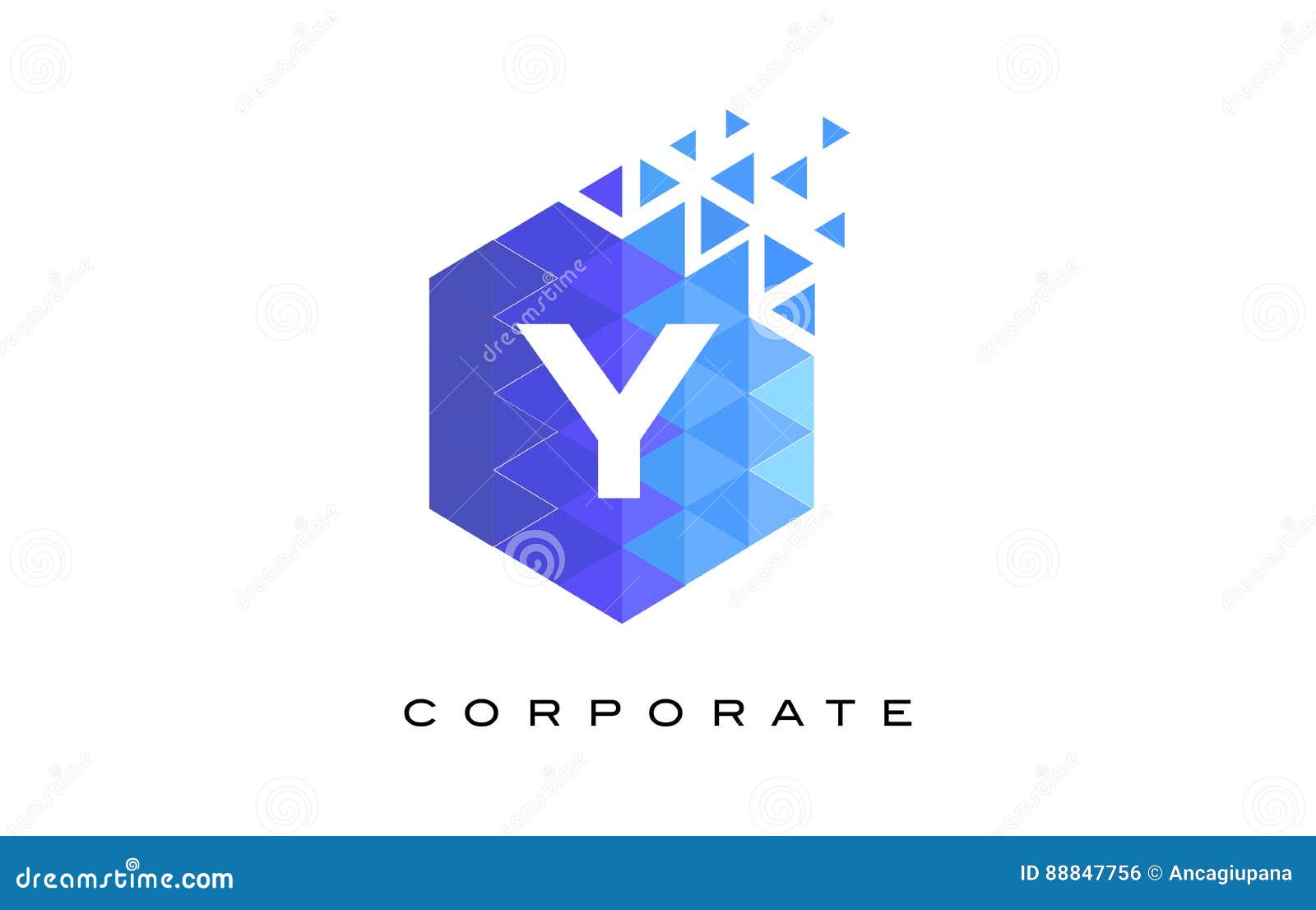 Y Blue Hexagonal Letter Logo Design with Mosaic Pattern. Stock Vector ...
