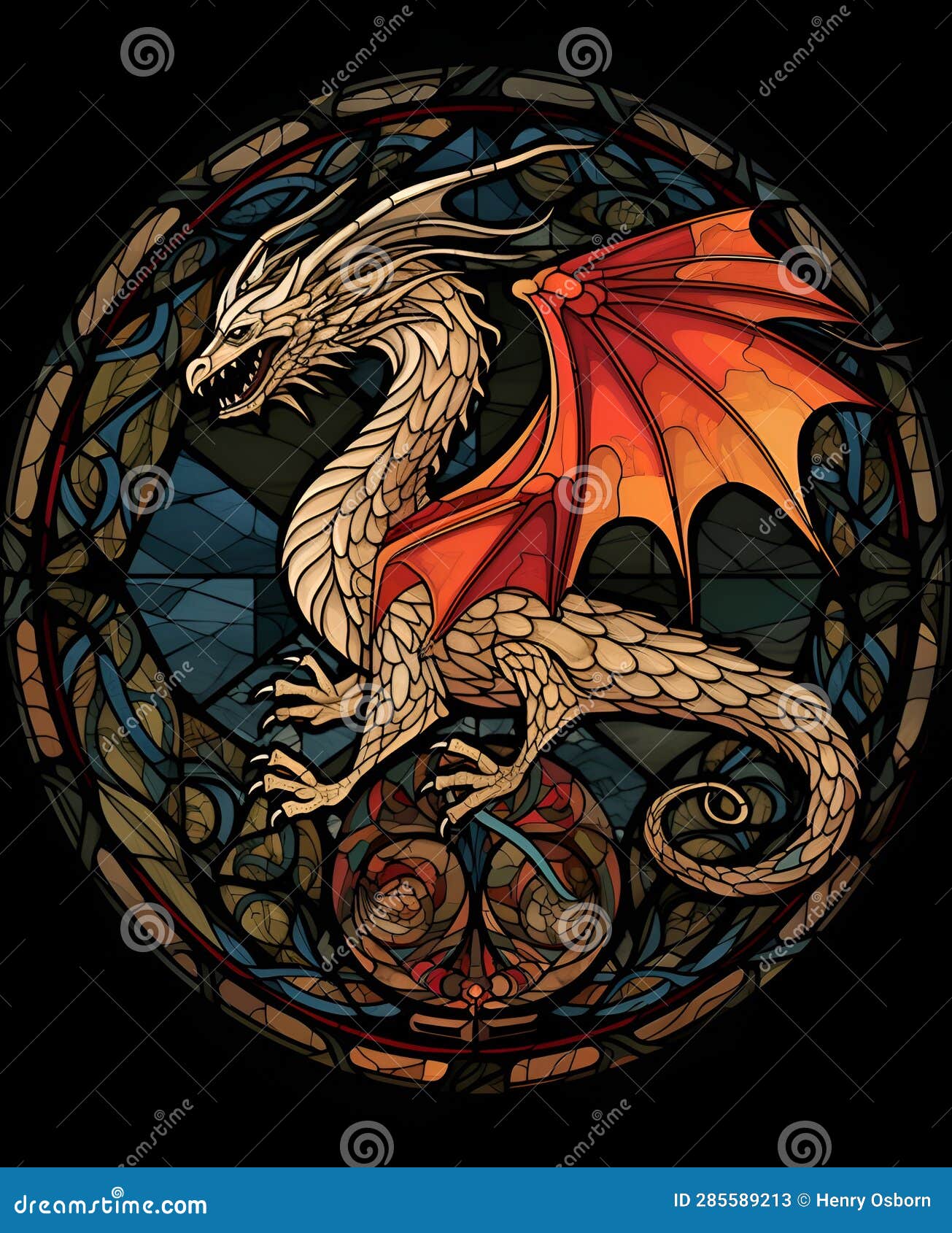 Y Ddraig Goch - a Stained Glass Spectacle Stock Illustration ...