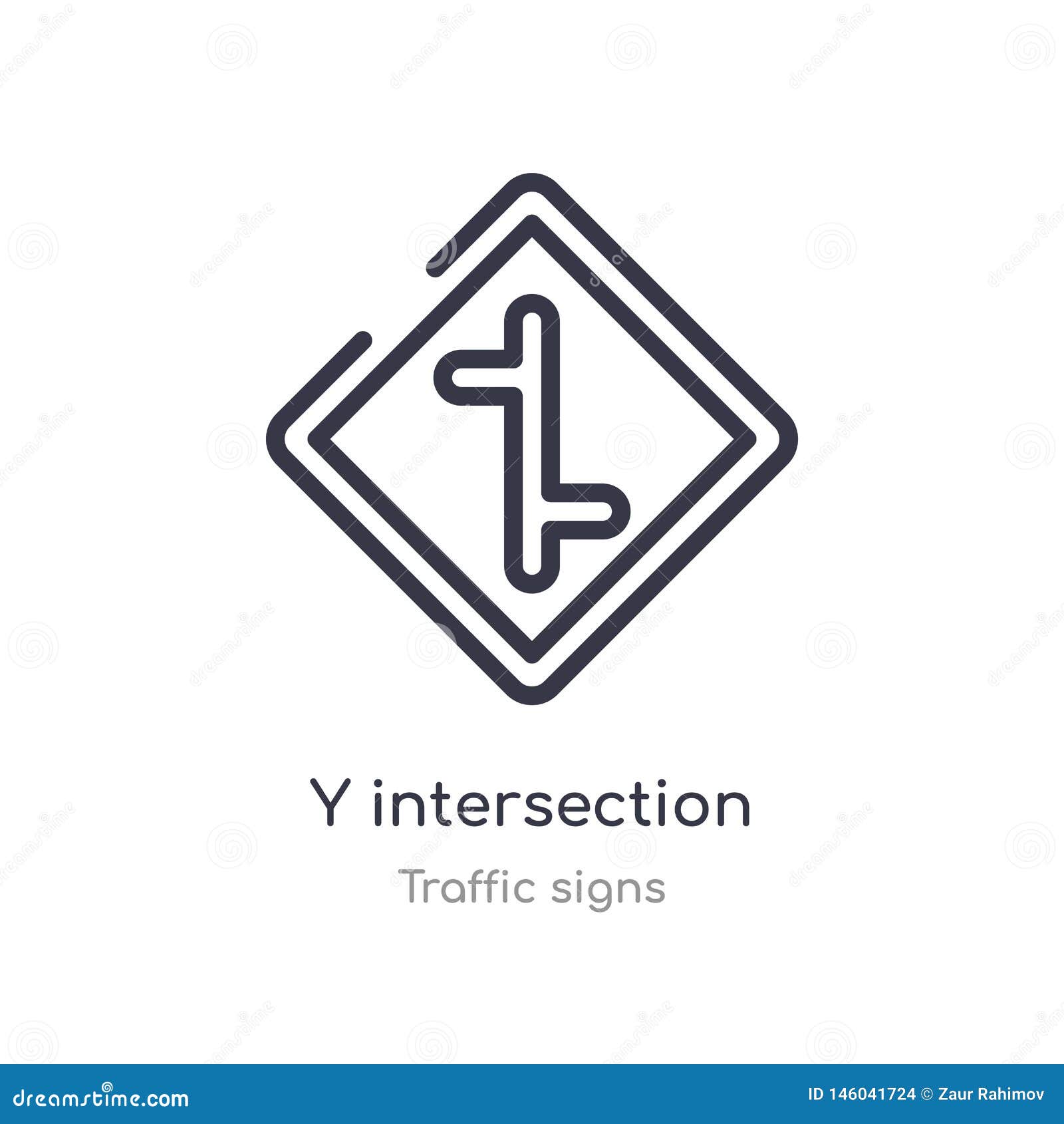 Y Intersection Outline Icon. Isolated Line Vector Illustration from ...