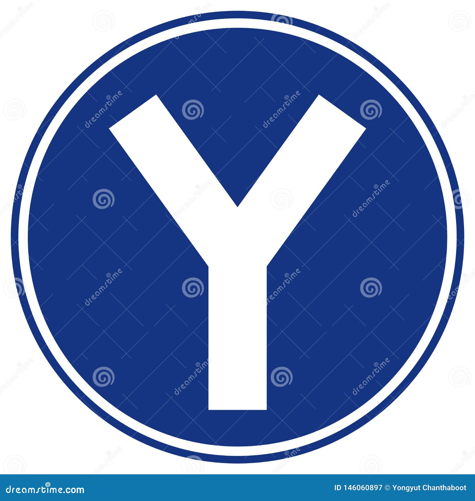 Y -Junction Traffic Road Sign,Vector Illustration, Isolate on White ...