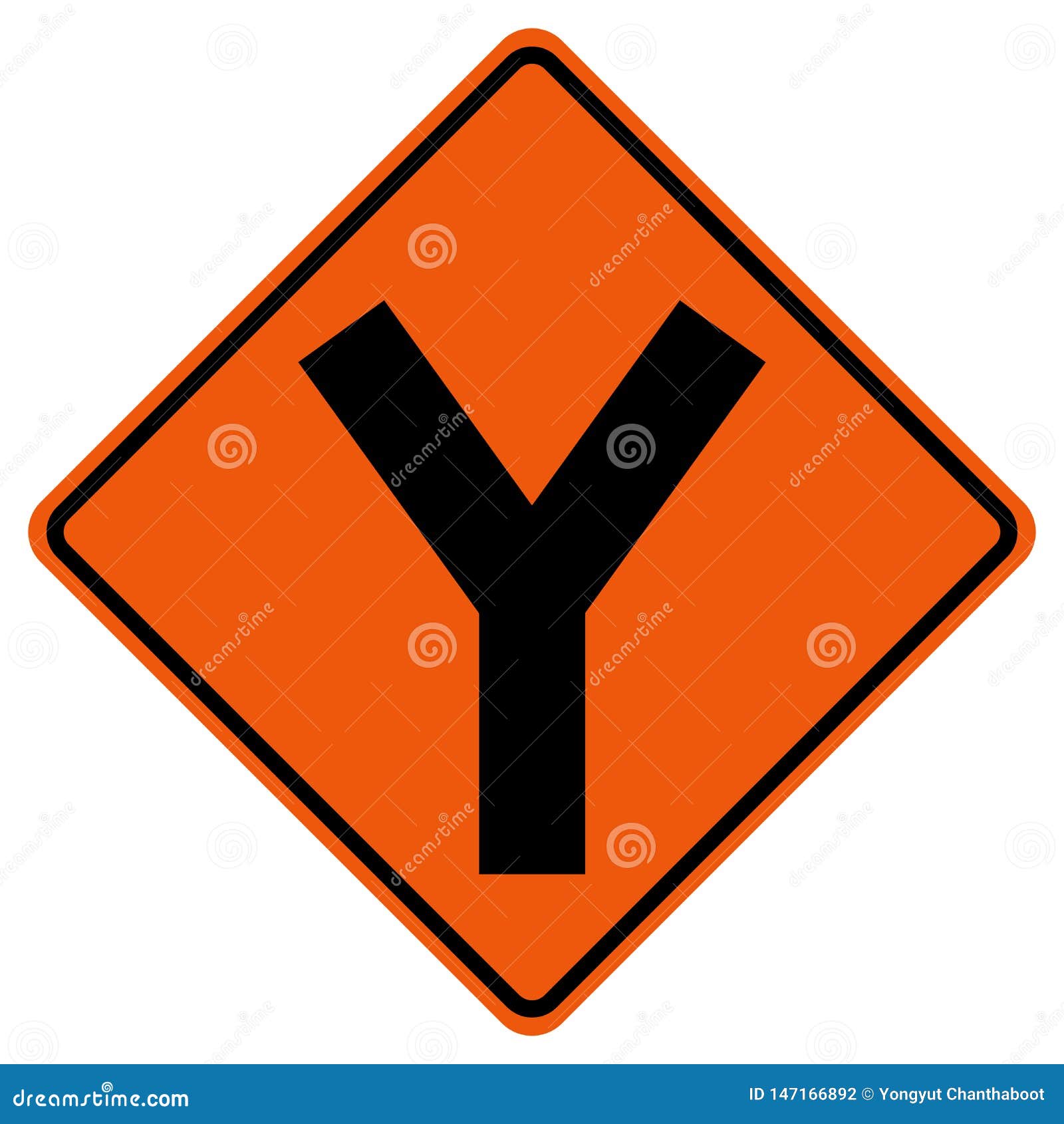 Y -Junction Traffic Road Sign,Vector Illustration, Isolate on White ...