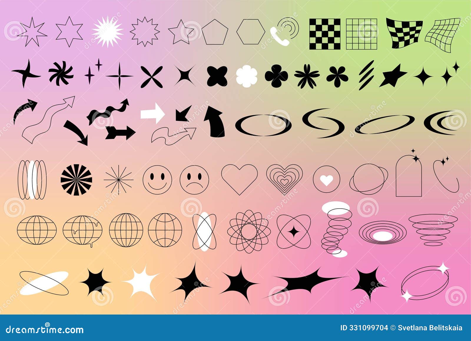 Y2K Graphics Elements stock vector. Illustration of style - 331099704