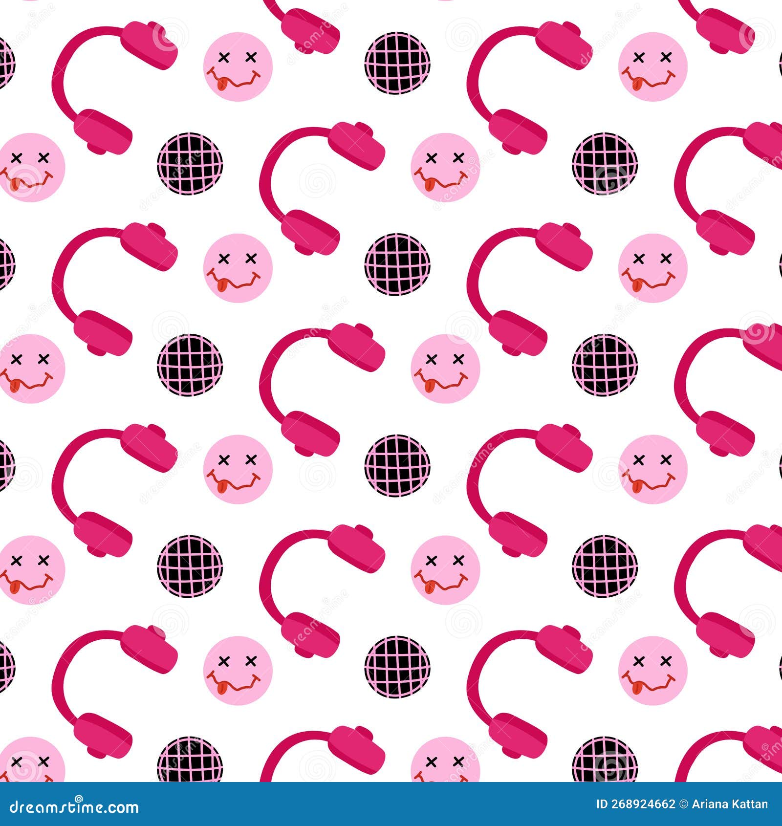 Y2k Pink Seamless Pattern in Emo Style. Emoji Girly Pattern. Stock ...