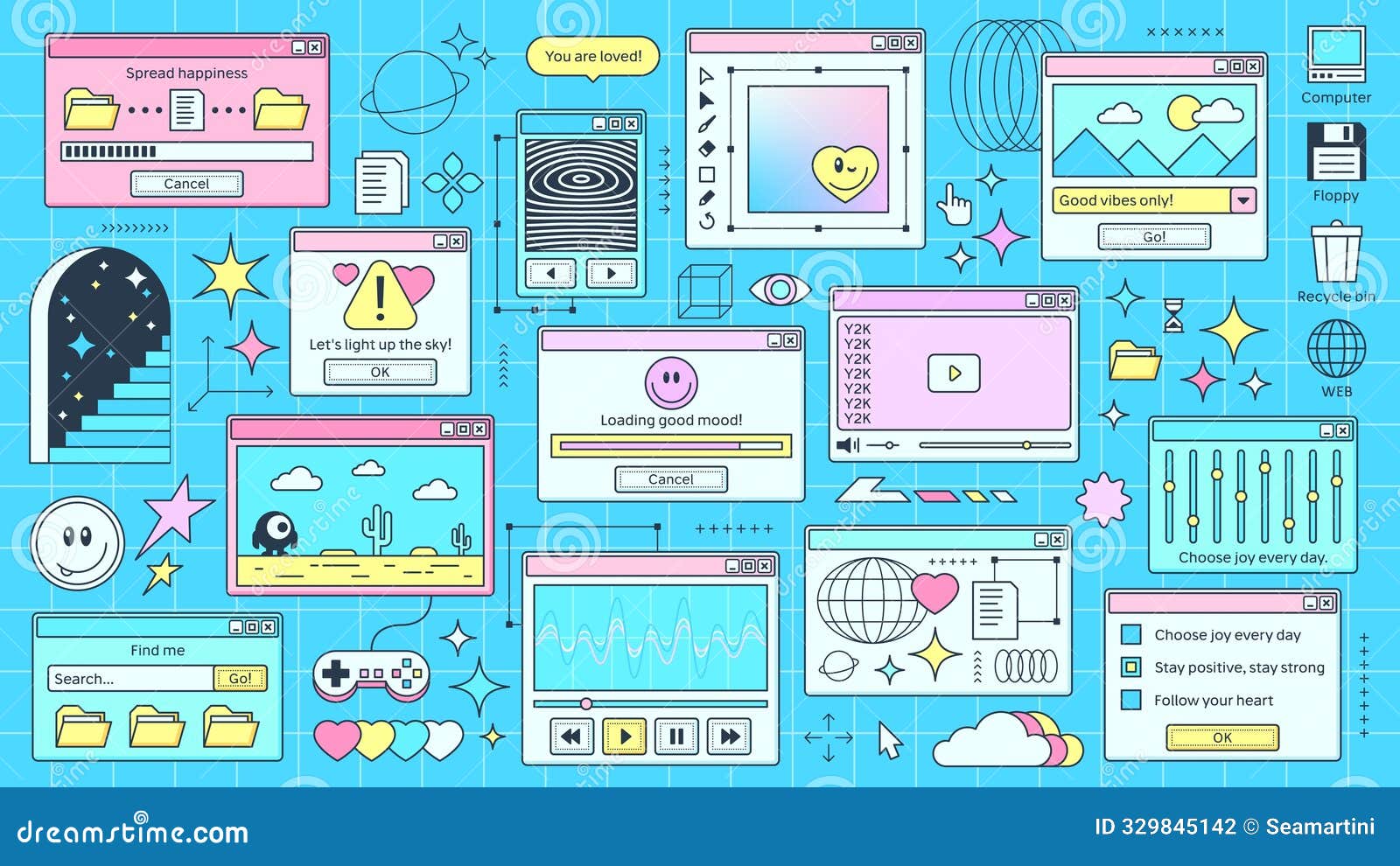 Y2K Retro Browser Windows, Internet Pages Screen Stock Illustration ...