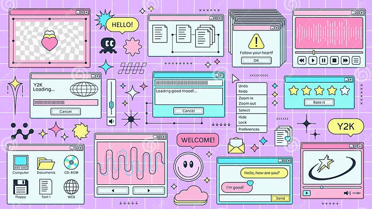 Y2K Retro Browser Windows Page, Computer Interface Stock Illustration ...