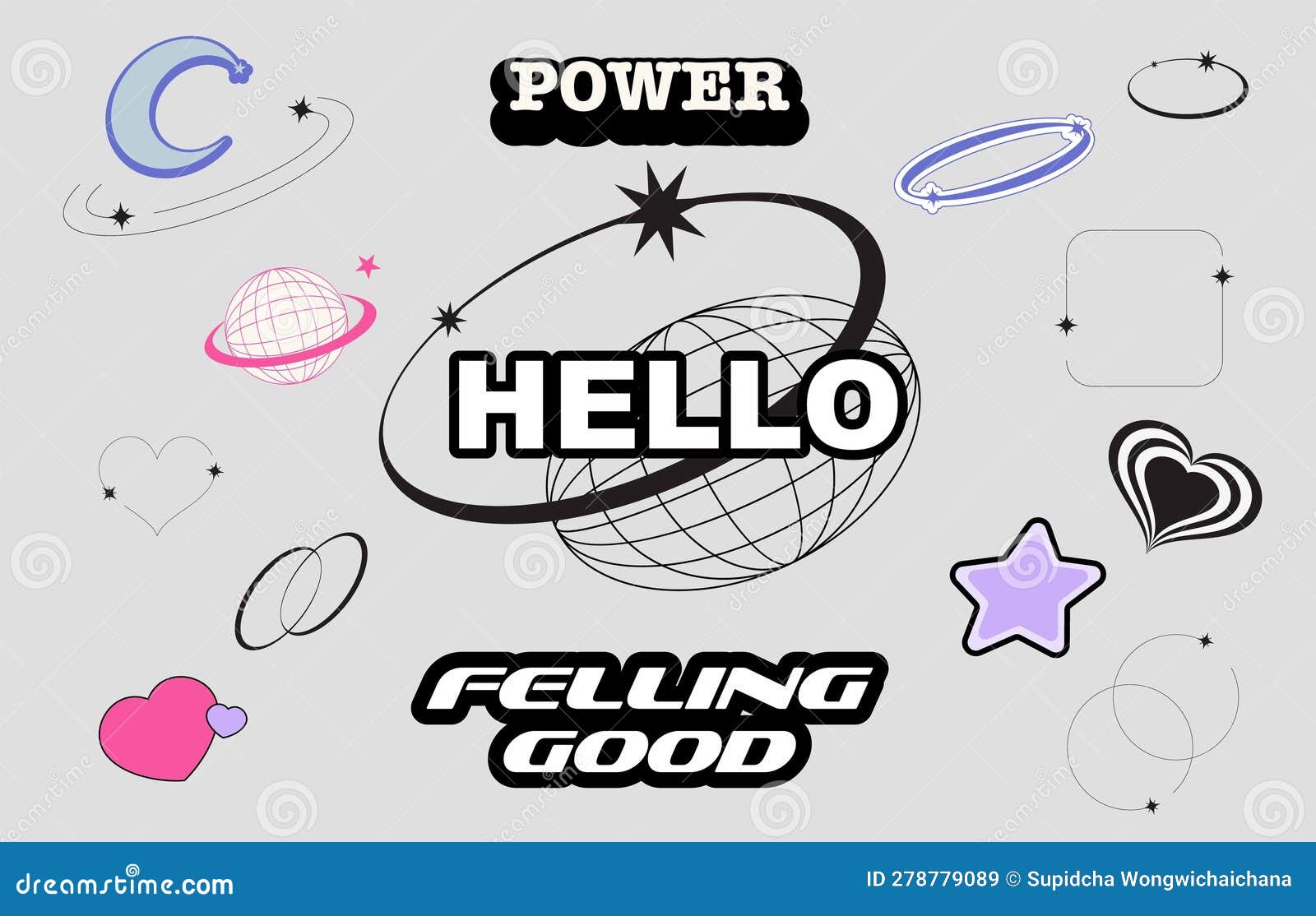 Y2k Wording Design Object for Cute Postcard, Sticker,banner Stock ...