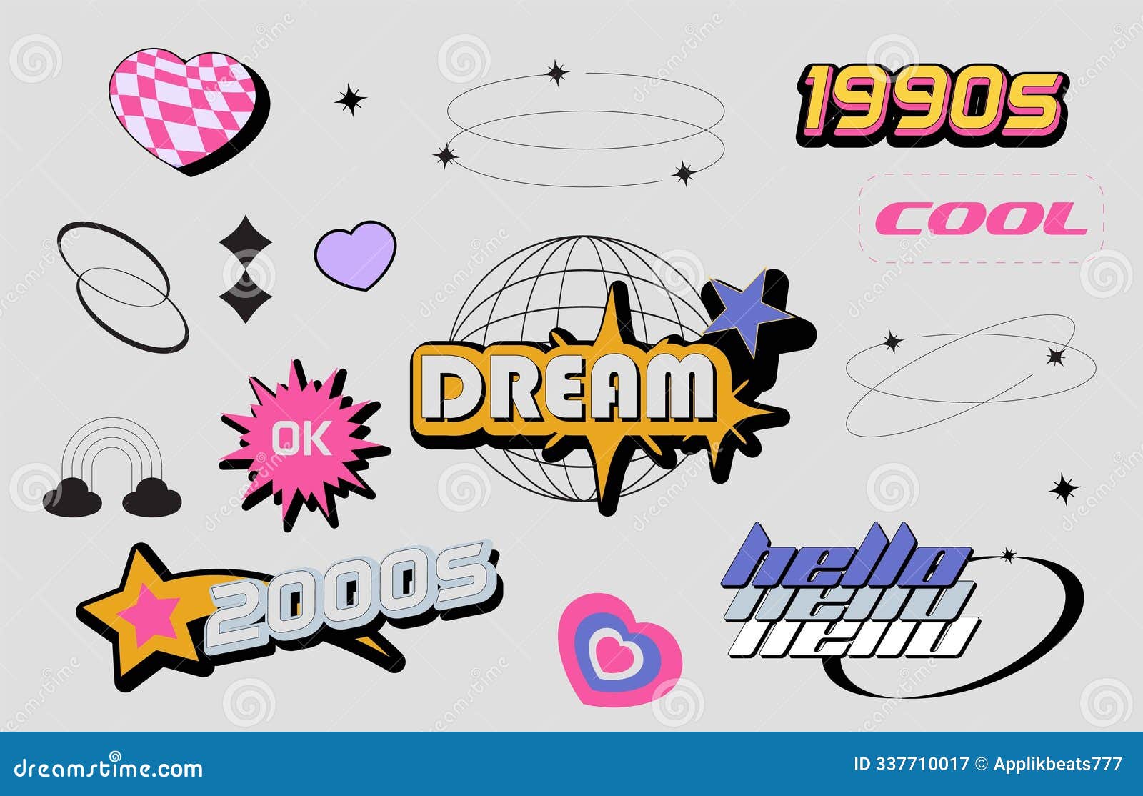 Y2k Wording Design Object for Cute Postcard, Sticker,banner Stock ...