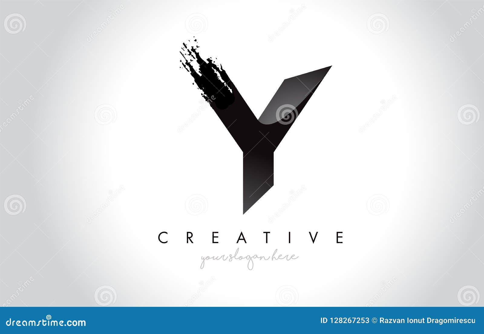 Y Letter Design with Brush Stroke and Modern 3D Look. Stock ...