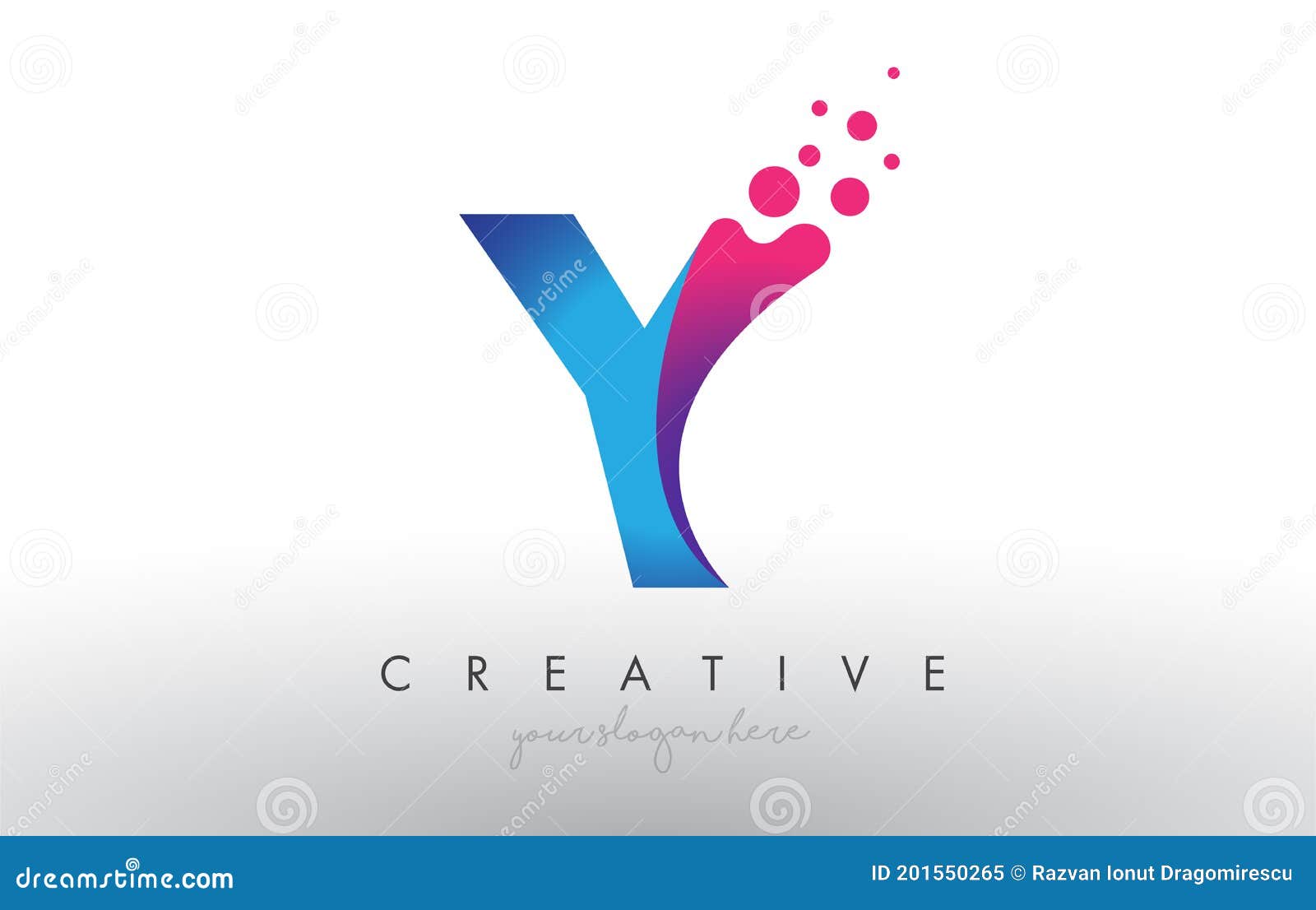Y Letter Design with Creative Dots Bubble Circles and Blue Pink Colors ...