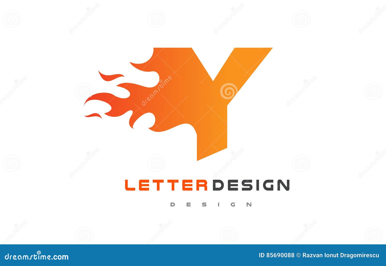Y Letter Flame Logo Design. Fire Logo Lettering Concept. Stock Vector ...