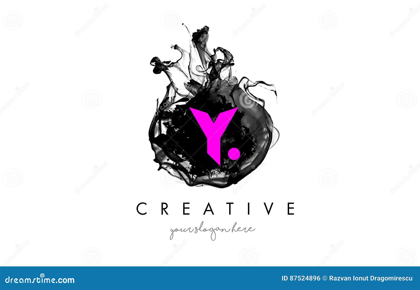 Y Letter Logo Design with Ink Cloud Texture. Stock Vector ...