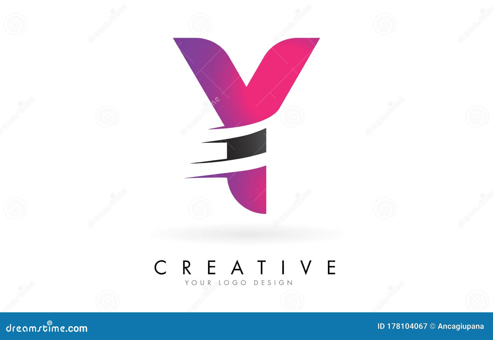 Y Letter Logo with Pink and Grey Colorblock Design and Creative Cut ...