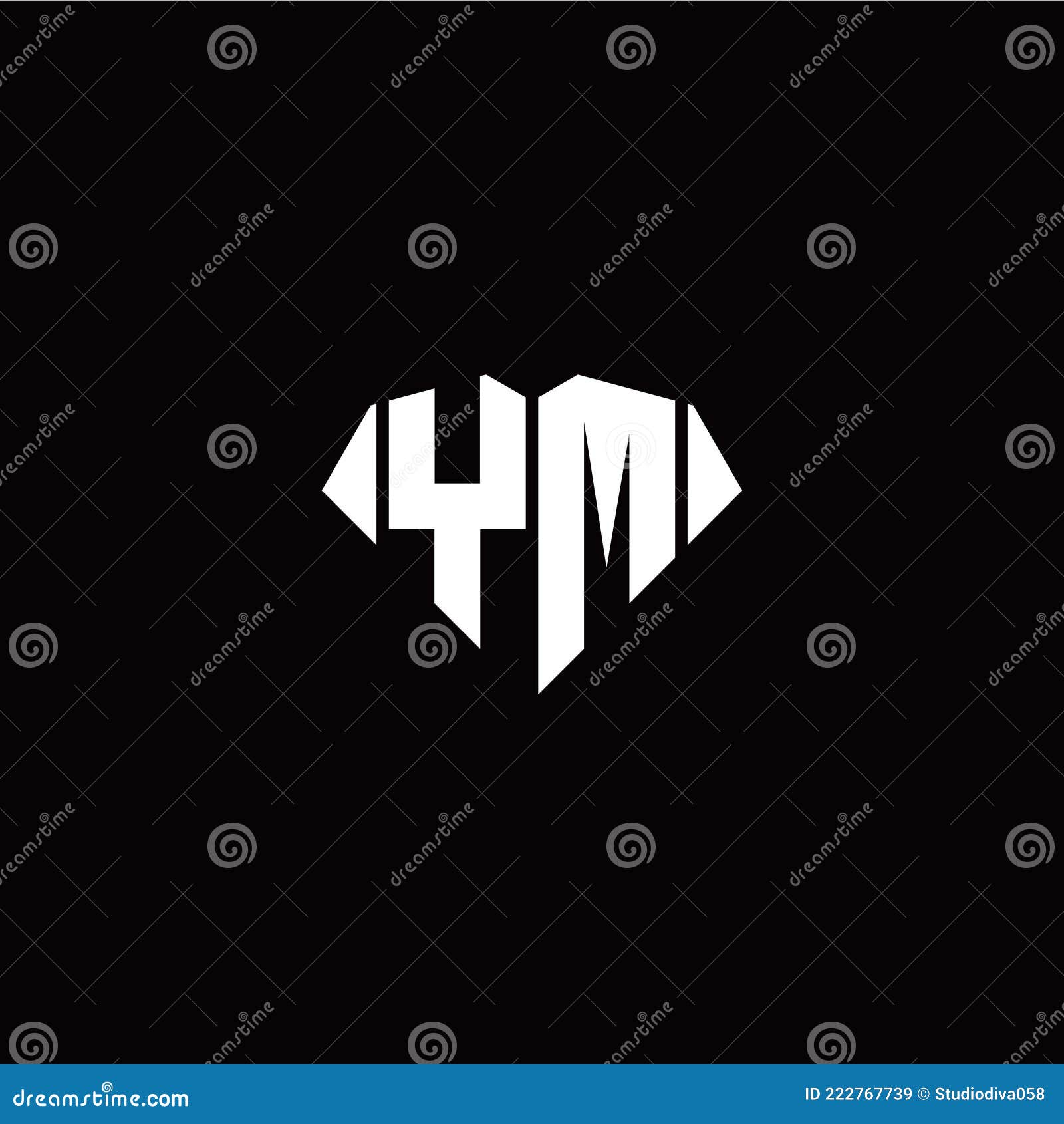 Y M Initial Letter with Diamond Shape Origami Style Logo Template ...