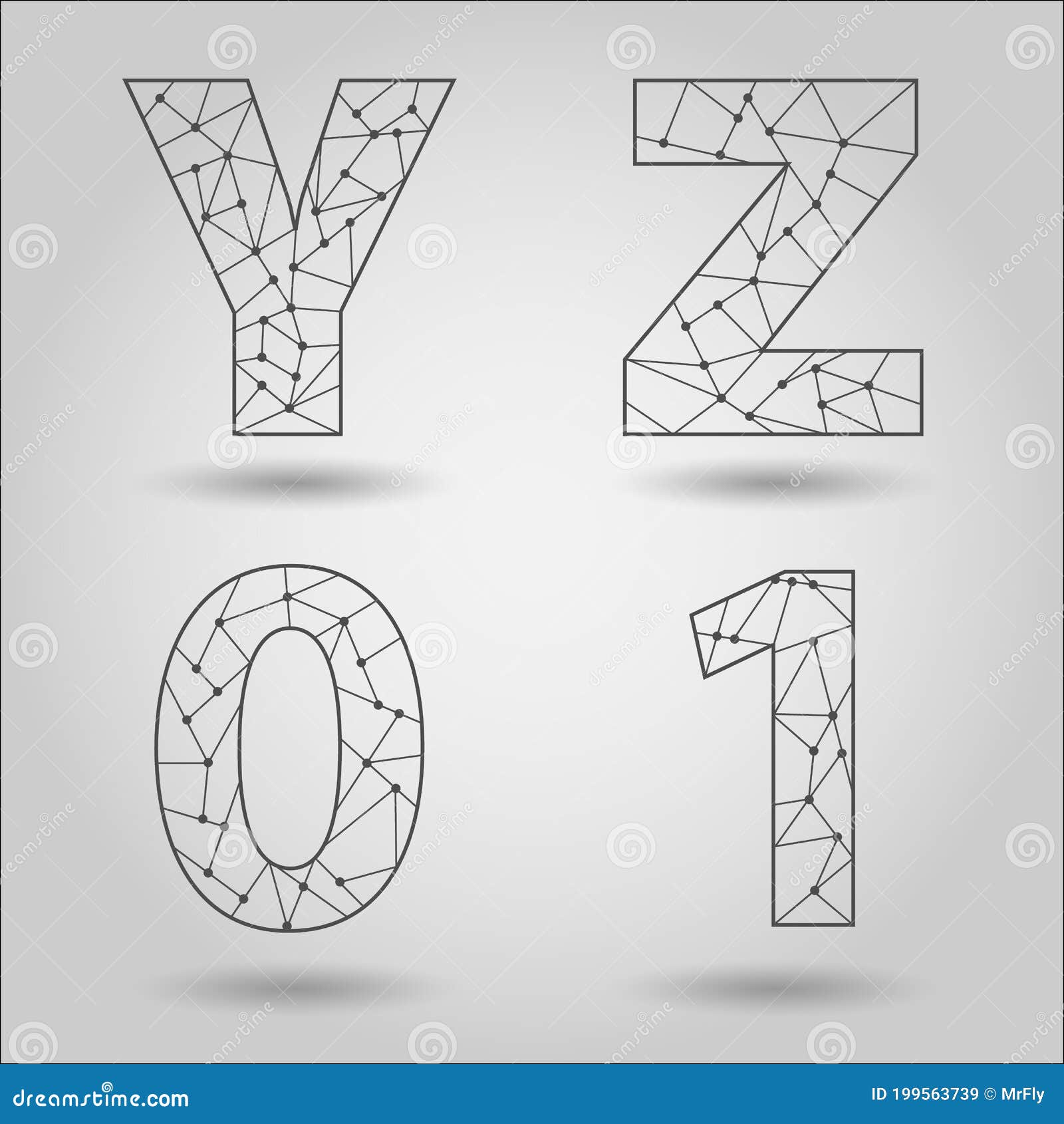 Y Z 0 1 Vector Mesh Letters, Vector Illustration Stock Vector ...