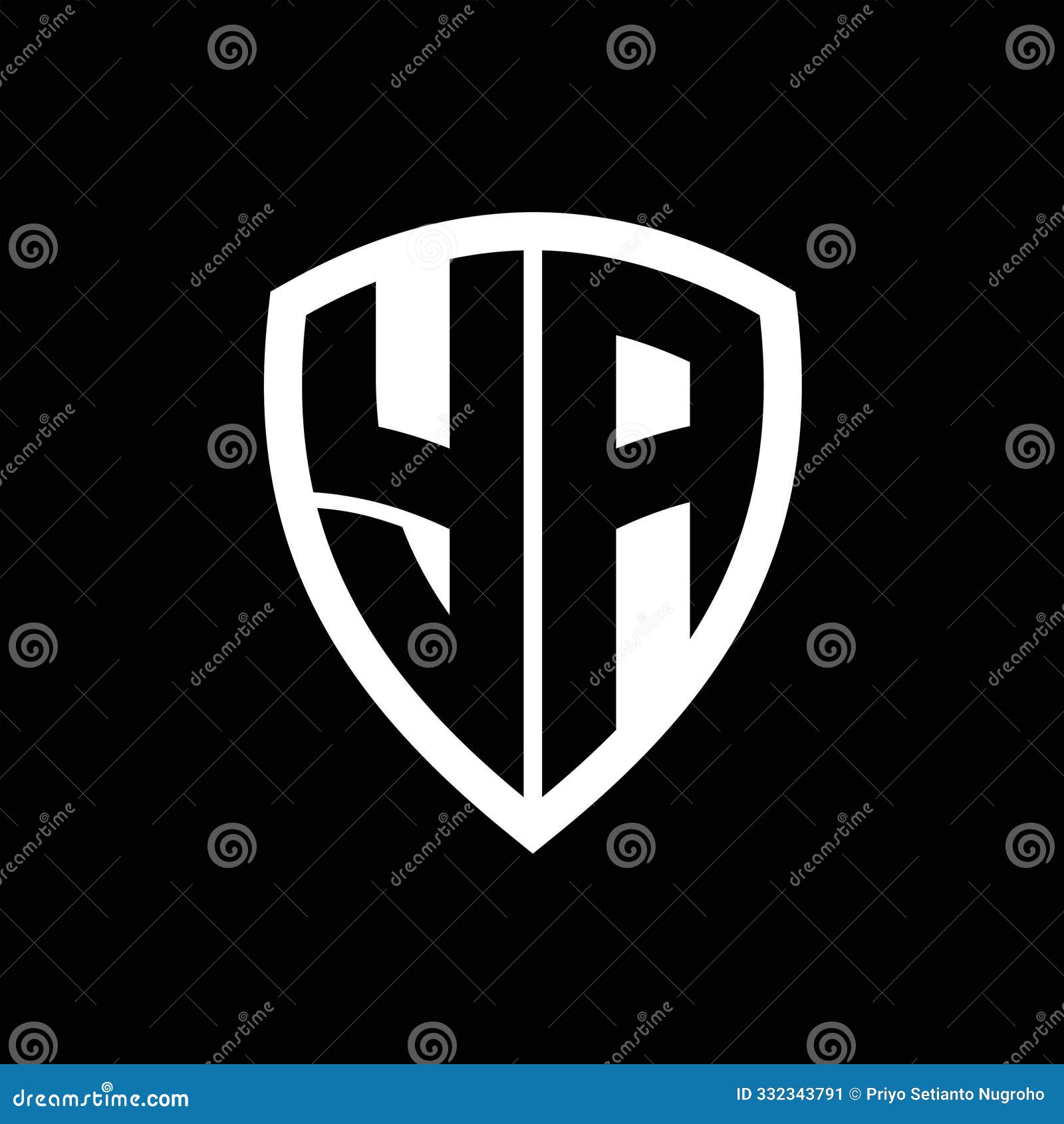 YA Monogram Logo with Bold Letters Shield Shape with Black and White ...