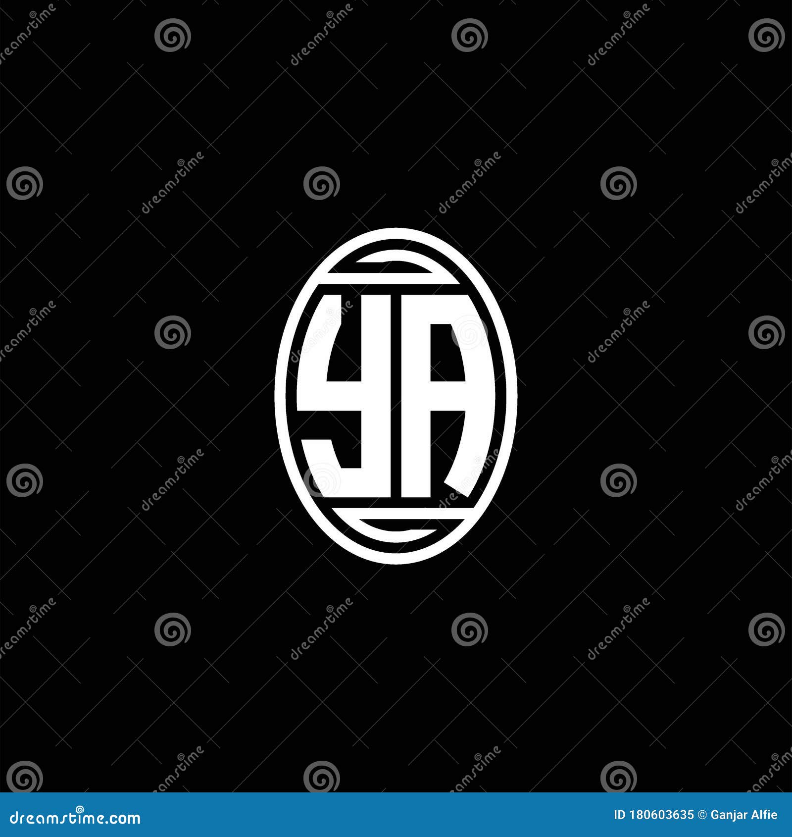 YA Monogram Logo Isolated on Oval Rotate Shape Stock Vector ...