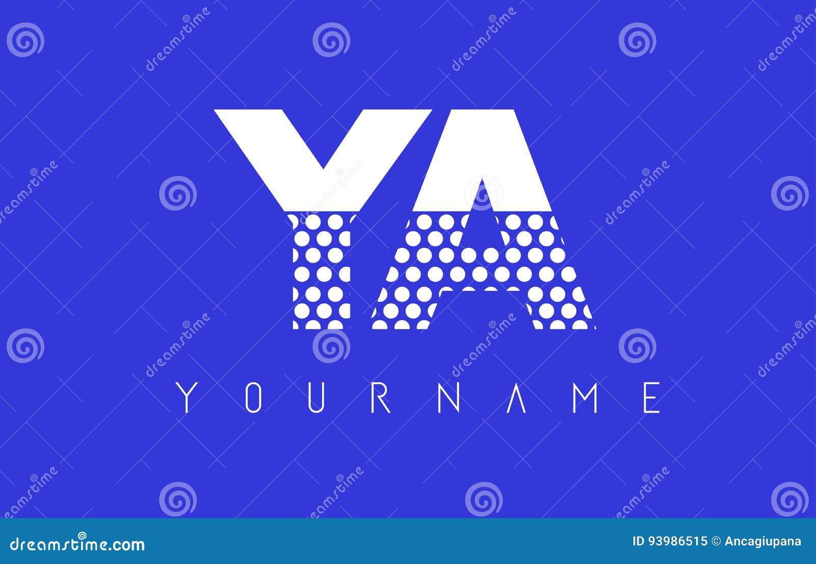 YA Y a Dotted Letter Logo Design with Blue Background. Stock Vector ...