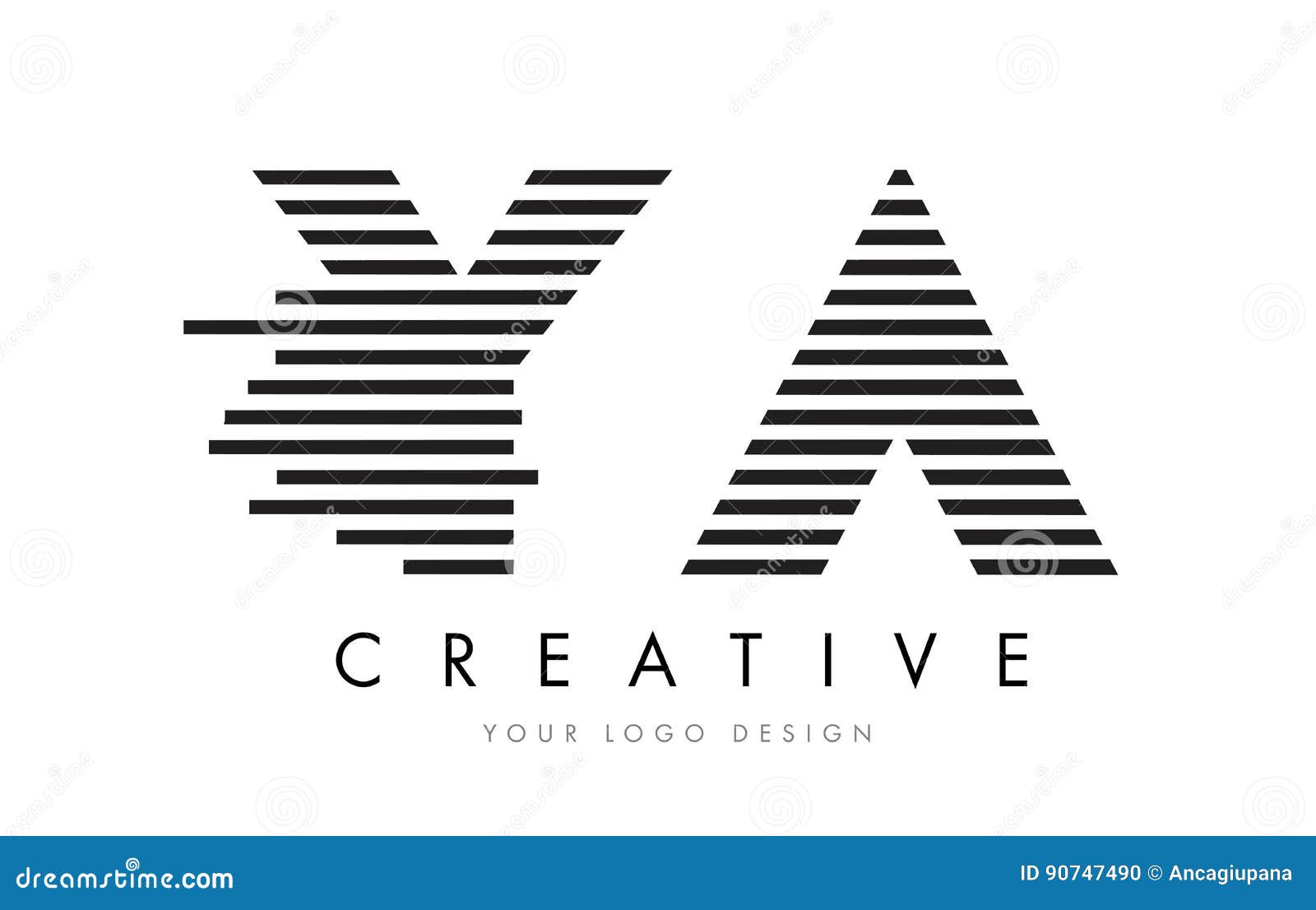 YA Y a Zebra Letter Logo Design with Black and White Stripes Stock ...