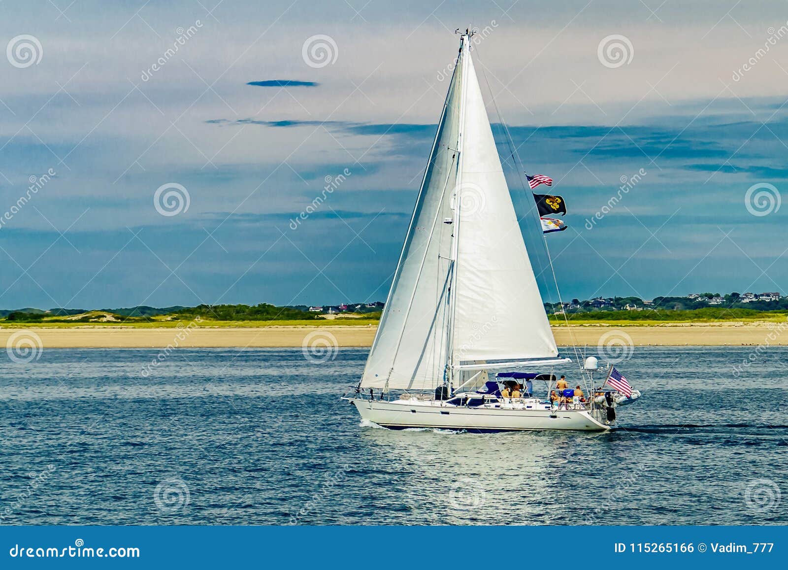 Yacht and Beautiful Landscape of Ocean Beach Cape Cod Massachusetts ...