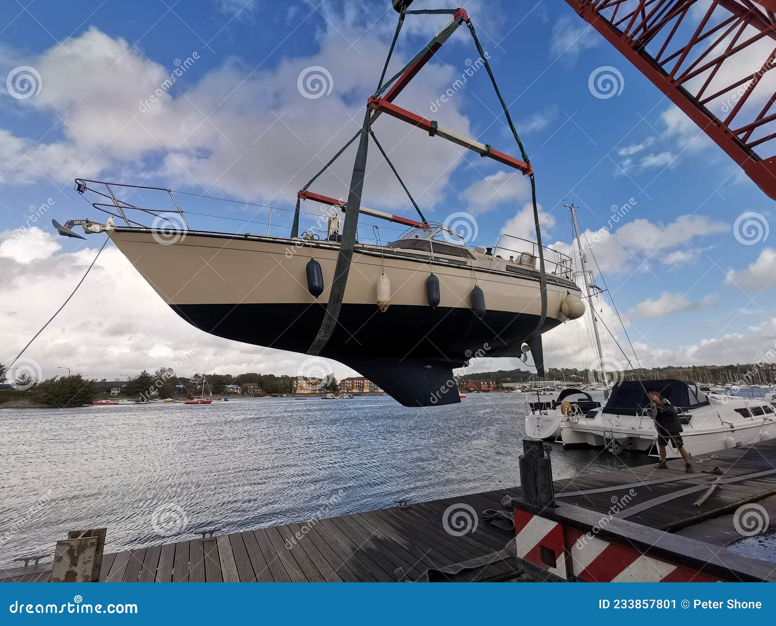 Yacht Being Craned into Water Editorial Photo - Image of float, cradle ...