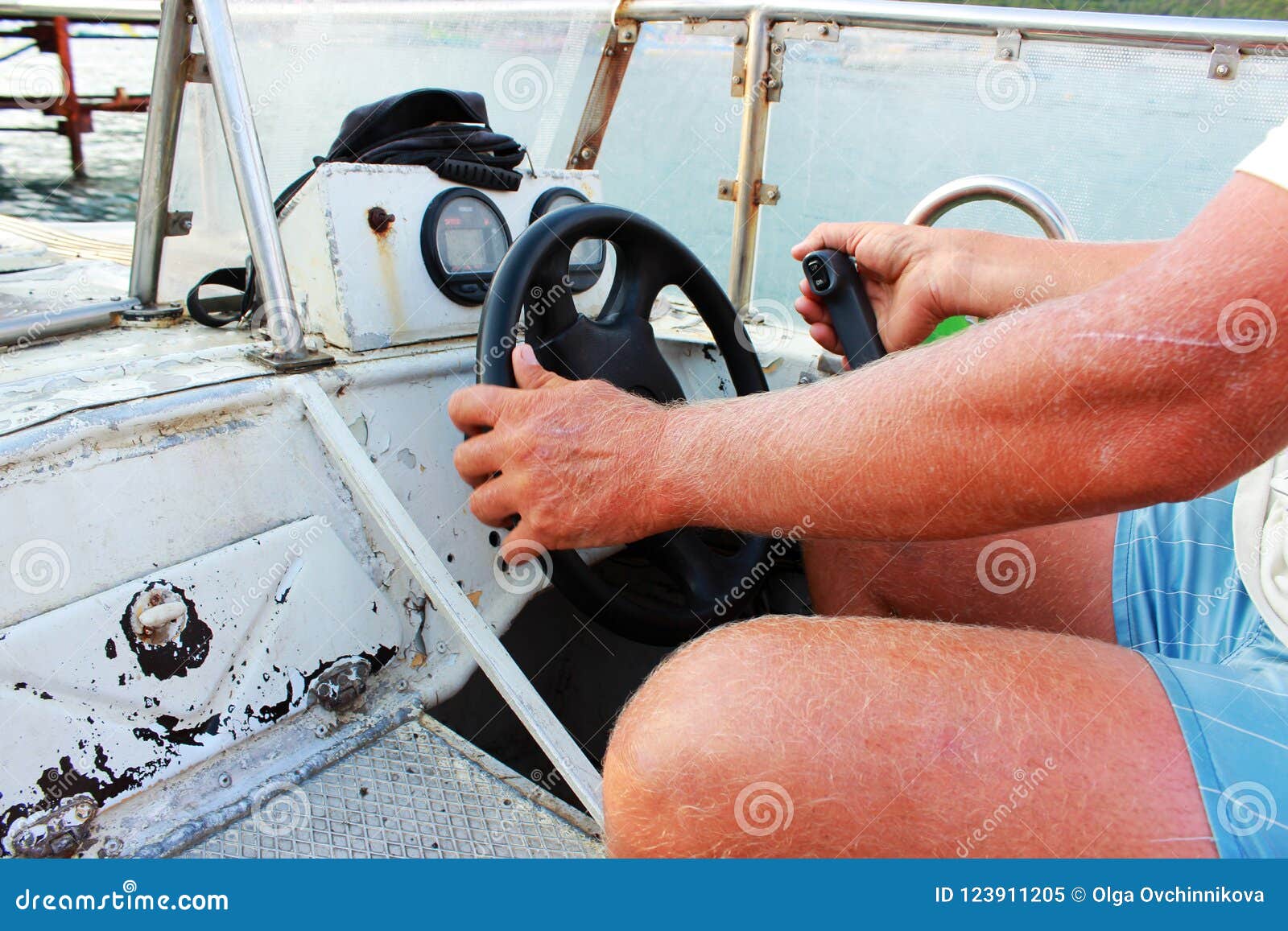Yacht Captain Hand on Yacht Steering Wheel Stock Image - Image of ...