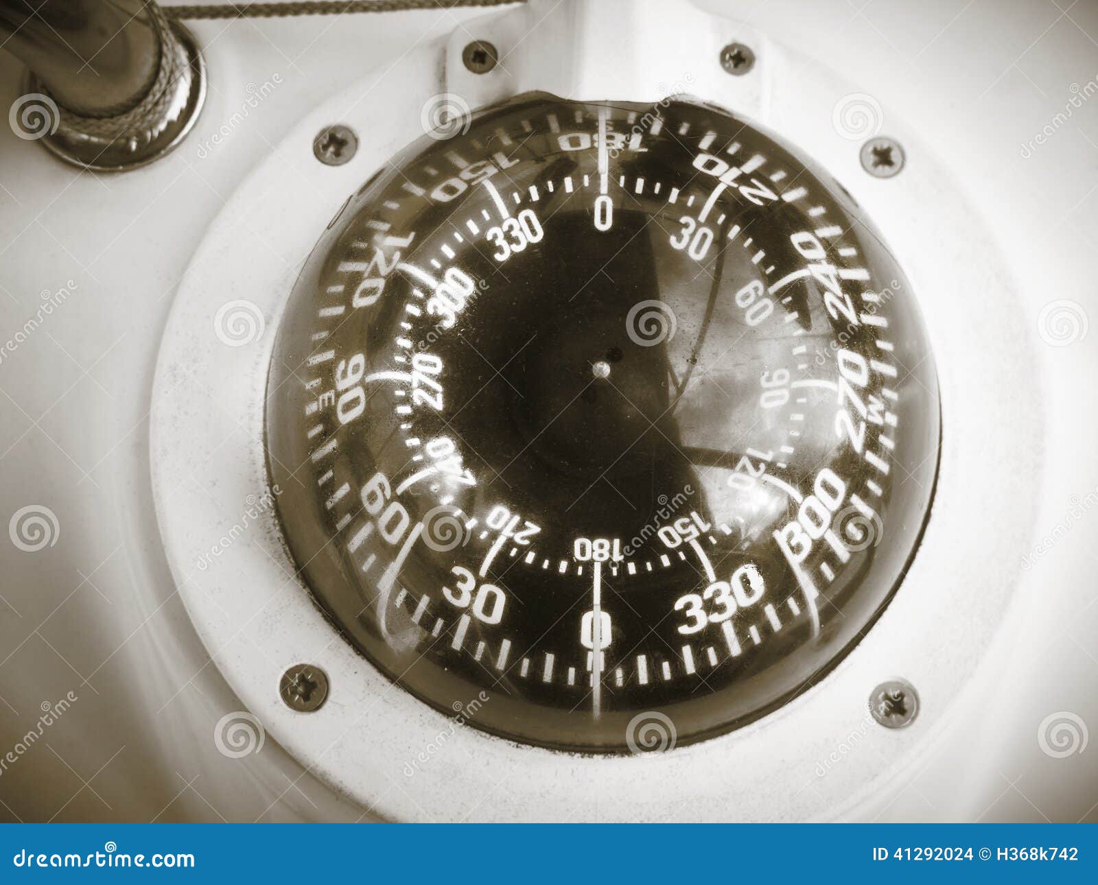 Yacht Compass Detail in Sepia Tone Stock Photo - Image of direct ...