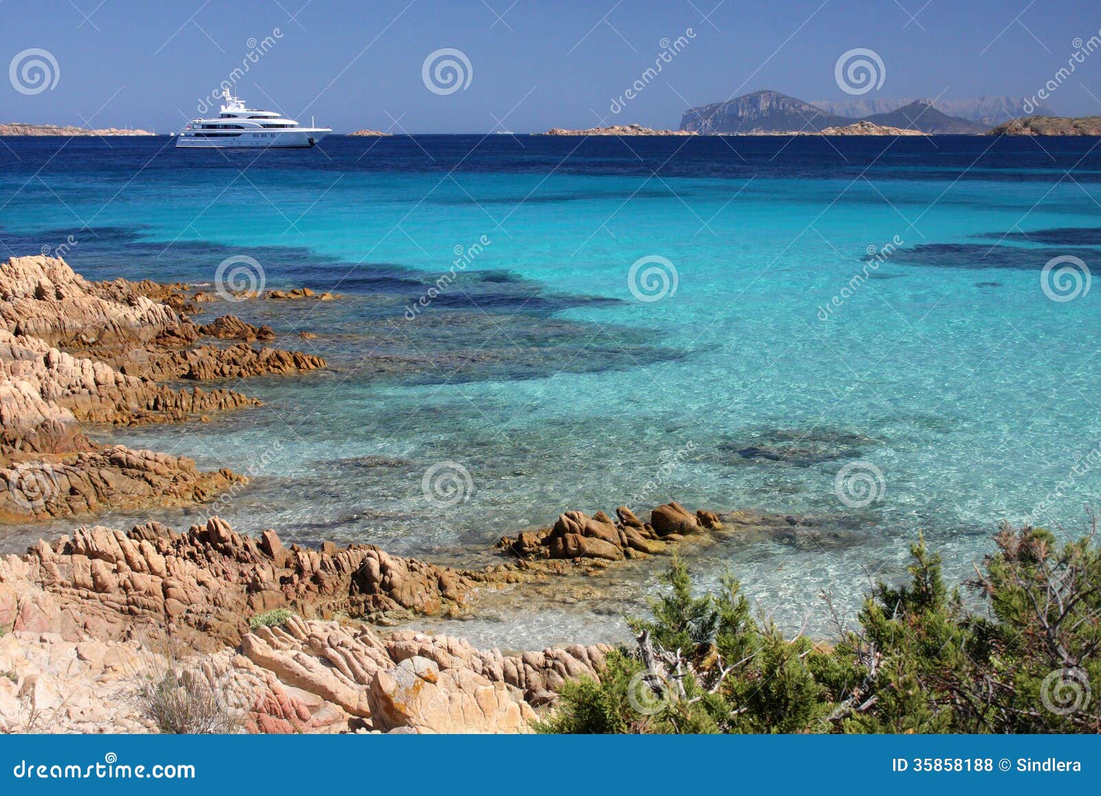 Yacht in an emerald sea stock photo. Image of exotic - 35858188