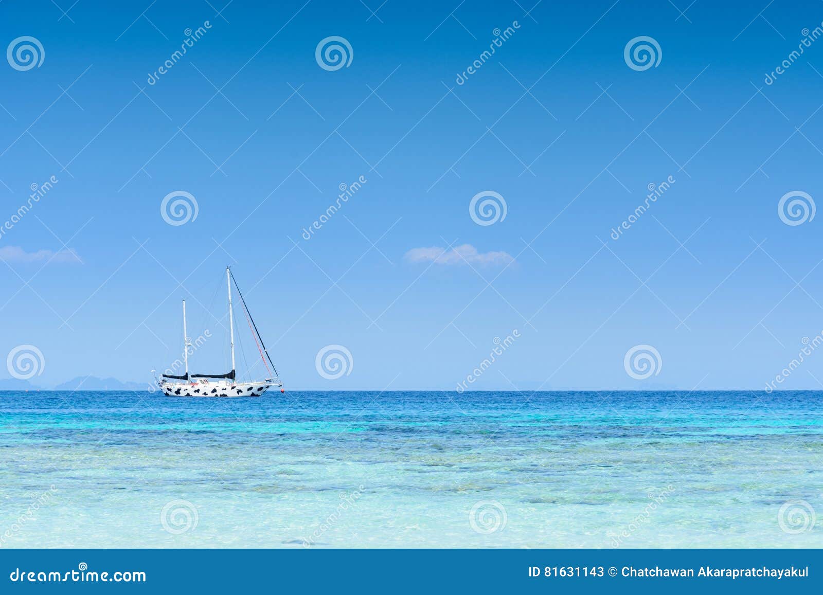 Yacht Floating in the Sea with Blue Sky Stock Image - Image of sailing ...