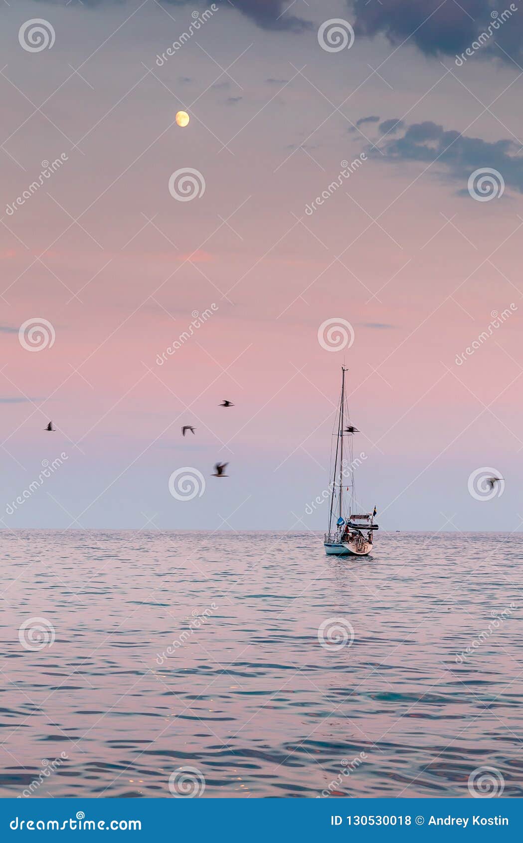 Yacht on a full moon stock photo. Image of boat, mast - 130530018