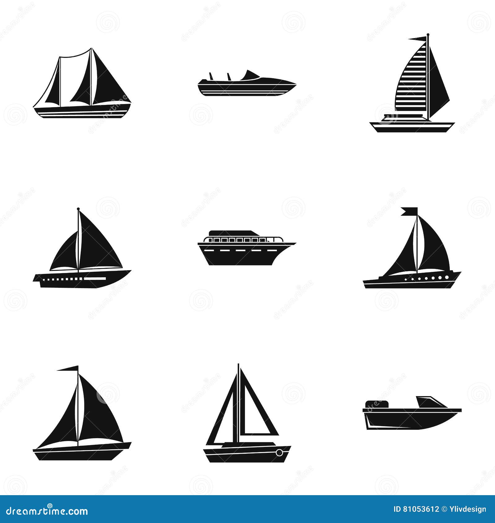 Yacht Icons Set, Simple Style Stock Vector - Illustration of holiday ...
