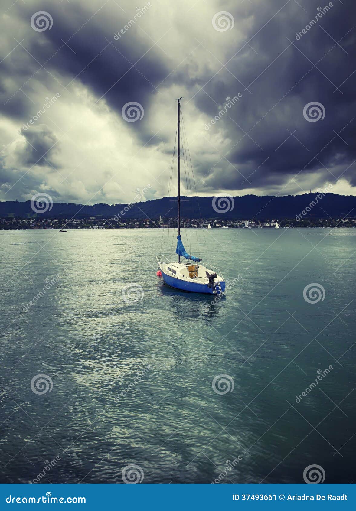 Yacht on Lake stock image. Image of ship, scene, sailboat - 37493661