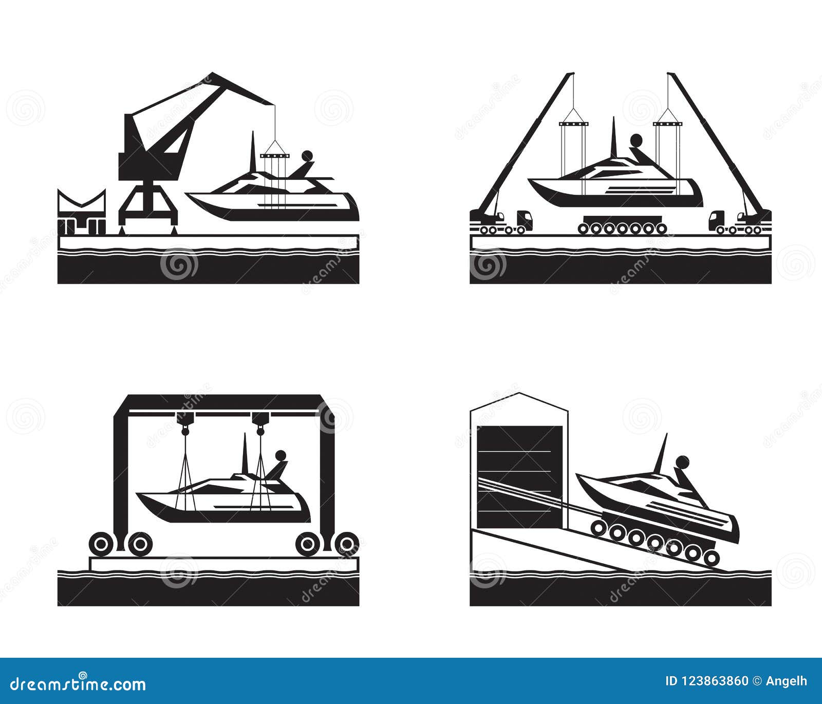 Yacht launch on water stock vector. Illustration of transport - 123863860