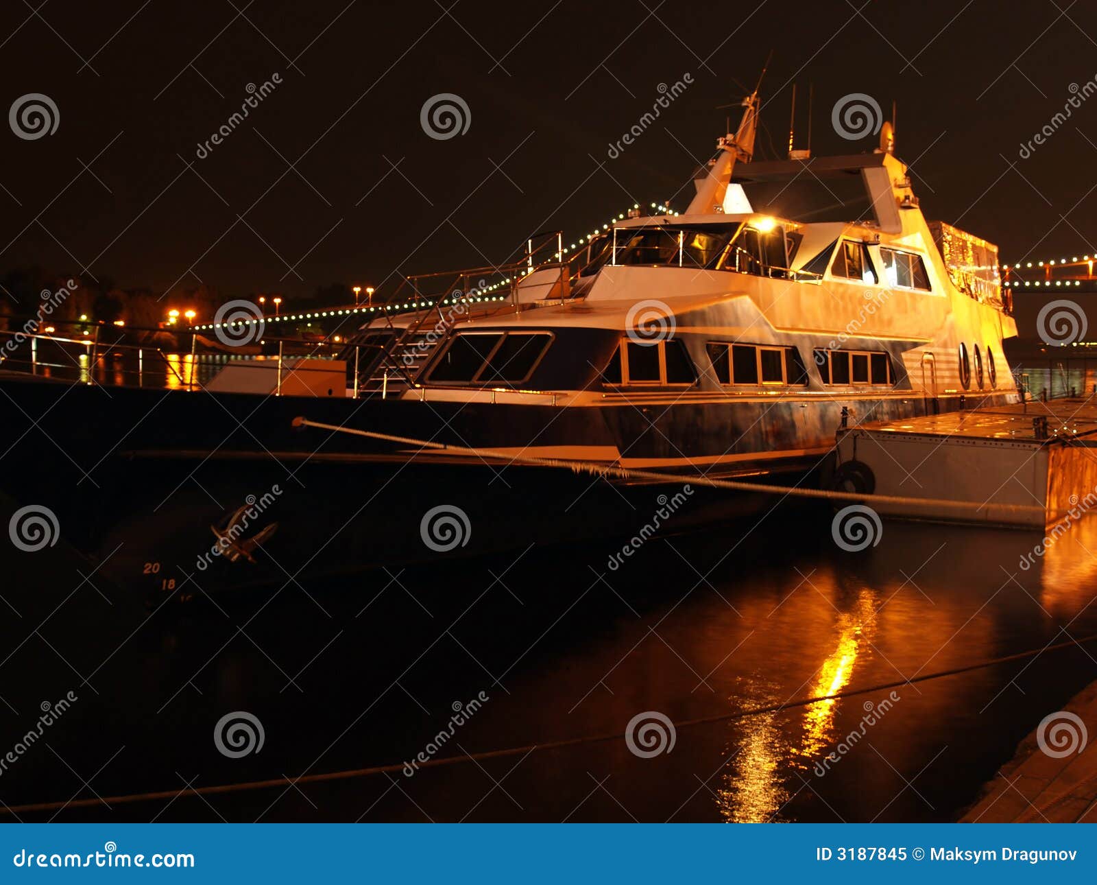 Yacht at night stock image. Image of pier, rich, boat - 3187845