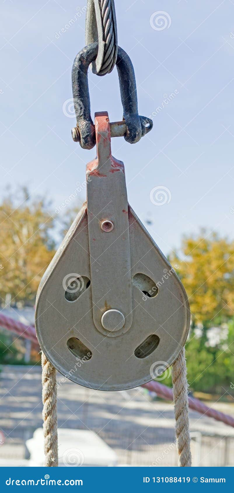Rope on block stock image. Image of bright, macro, equipment - 131088419