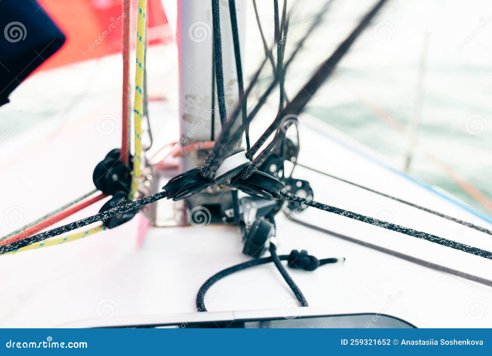 Yacht Rigging, Ropes and a System of Blocks. Stock Photo - Image of ...