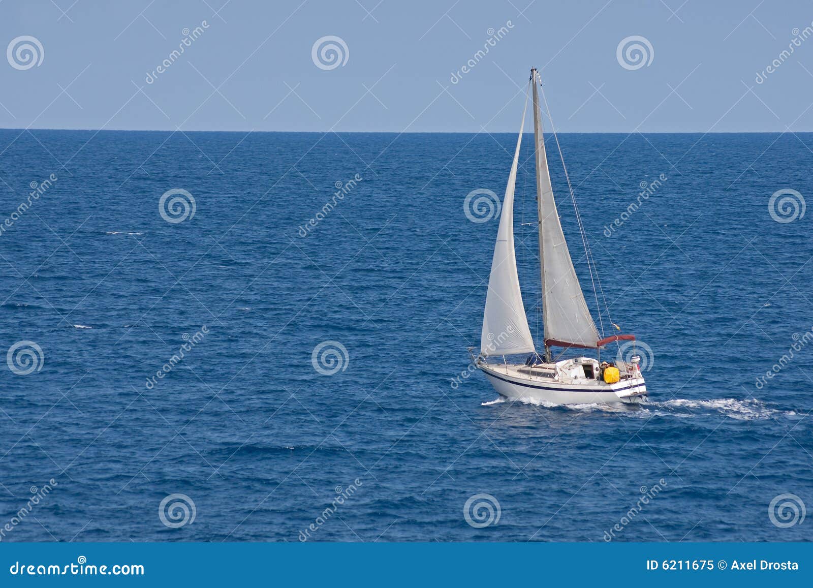 Yacht Sailing in Blue Ocean Stock Image - Image of transport, outdoors ...