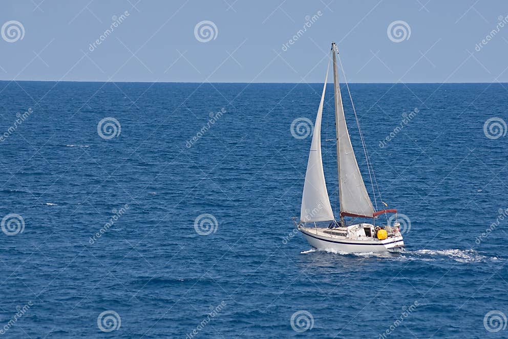 Yacht Sailing in Blue Ocean Stock Image - Image of transport, outdoors ...