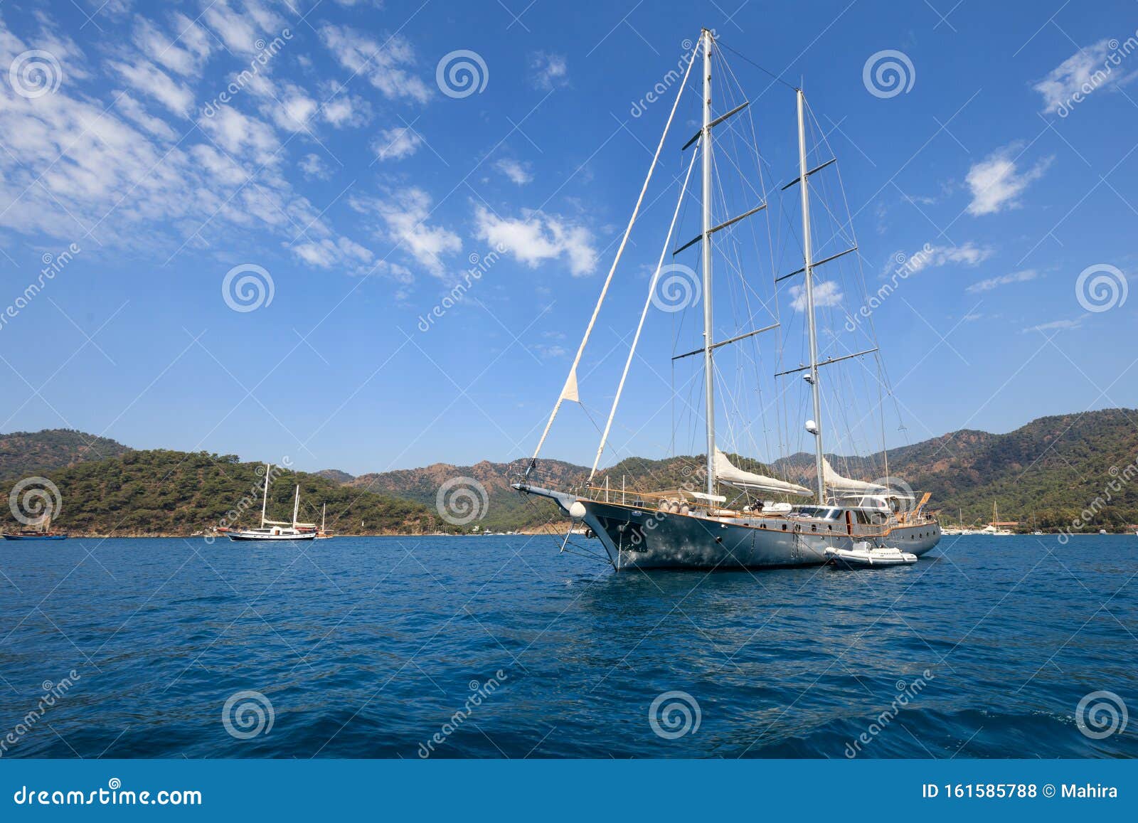 A Yacht Sailing in Mediterranean Sea Stock Photo - Image of sail, beach ...