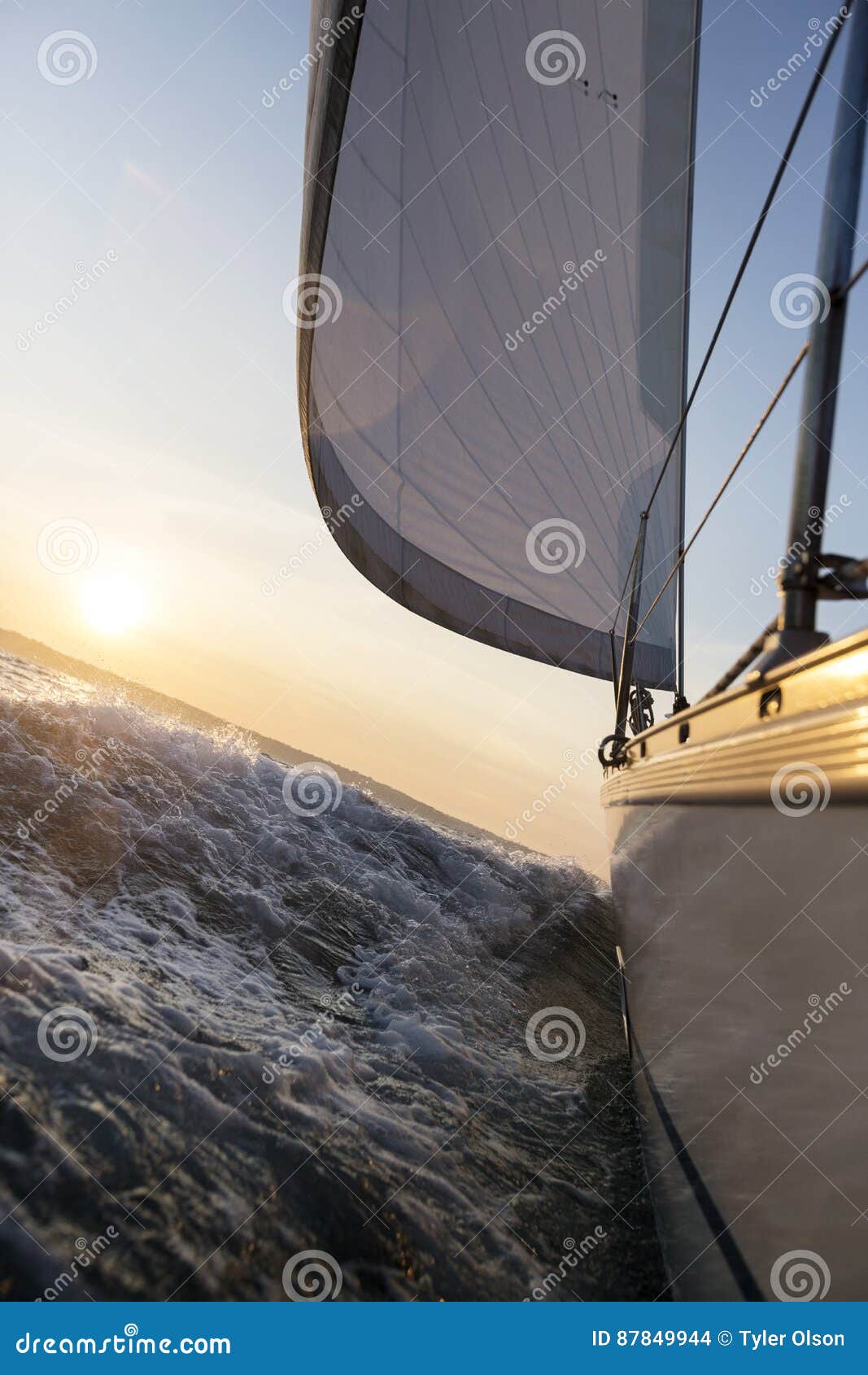 Yacht Sailing in Rough Sea stock photo. Image of freedom - 87849944
