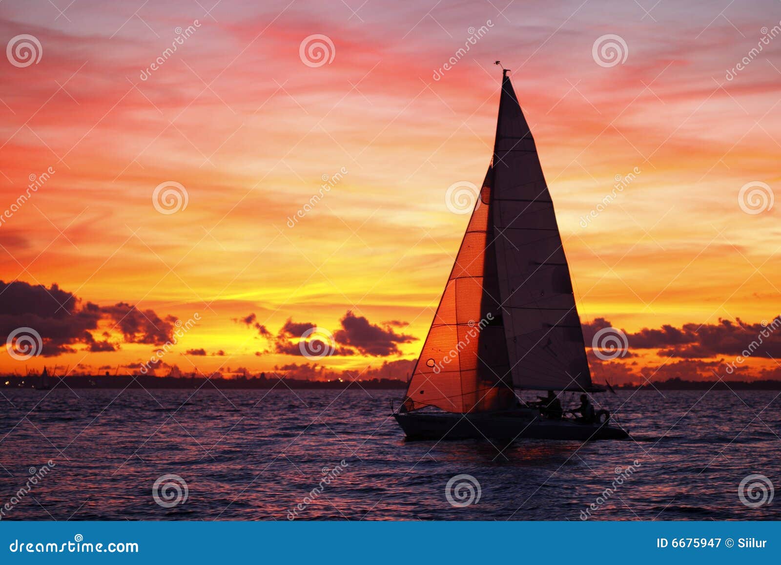 Yacht sailing at sunset stock image. Image of ship, picturesque - 6675947