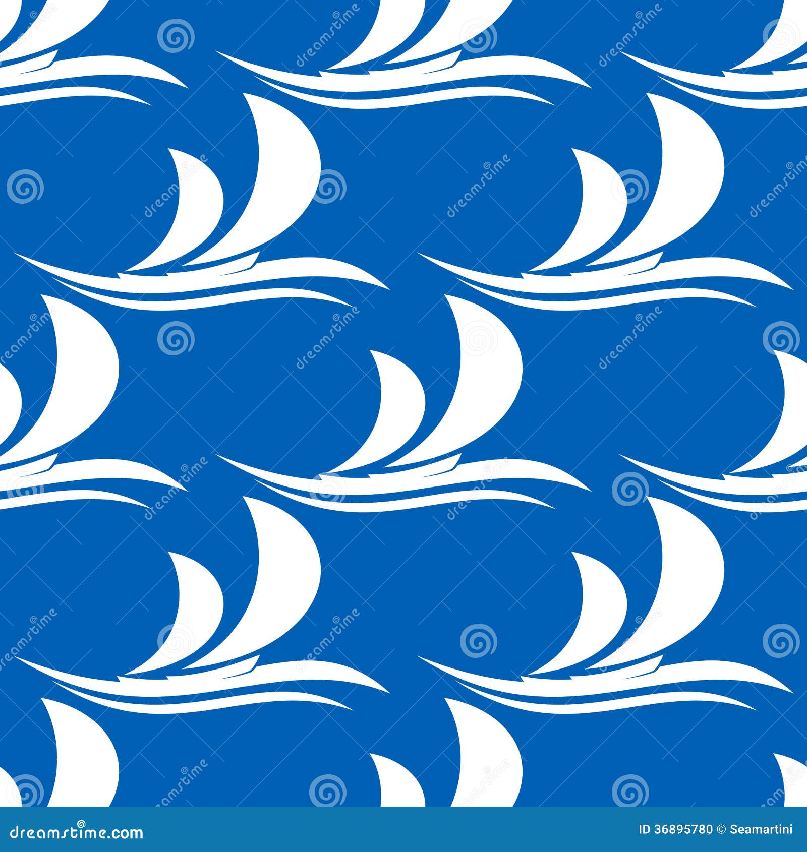 Yacht Sailing on a Wave Seamless Pattern Stock Vector - Illustration of ...