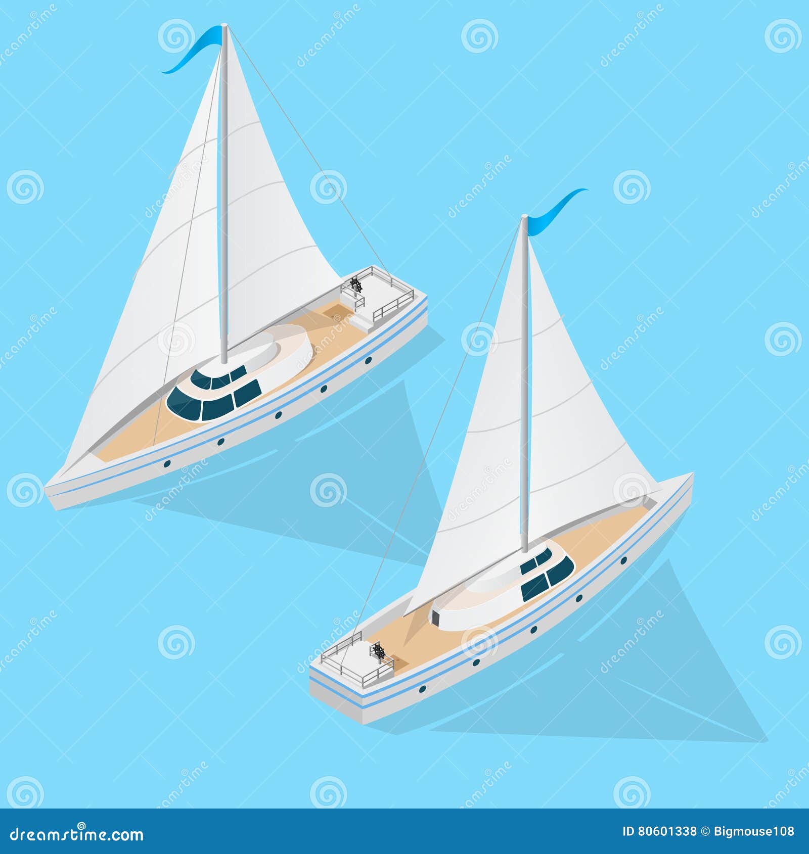 Yacht Set Isometric View. Vector Stock Vector - Illustration of ...